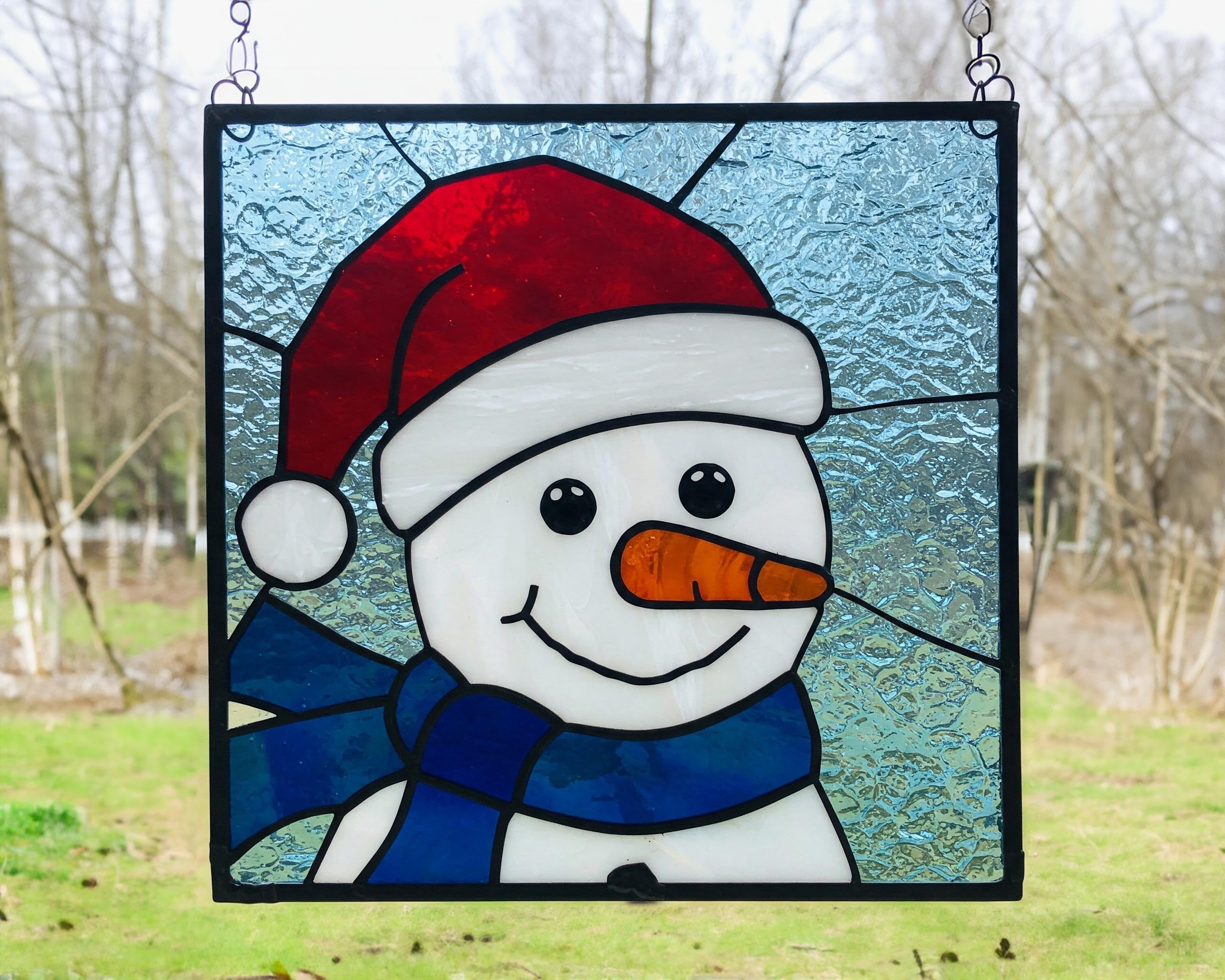 Snowman Stained Glass Pattern: Christmas Suncatcher DIY – The R Crafts